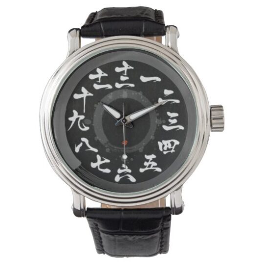 Japan brushed Kanji numeral with rounds black Watch