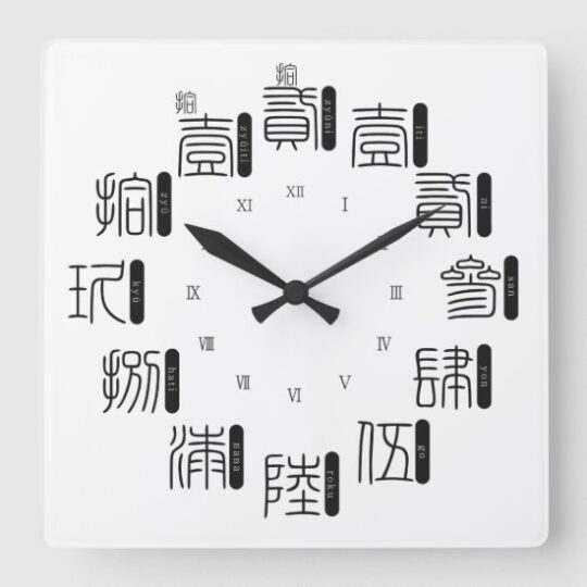 Japan ancient Tenshotai kanji style WH wall clock